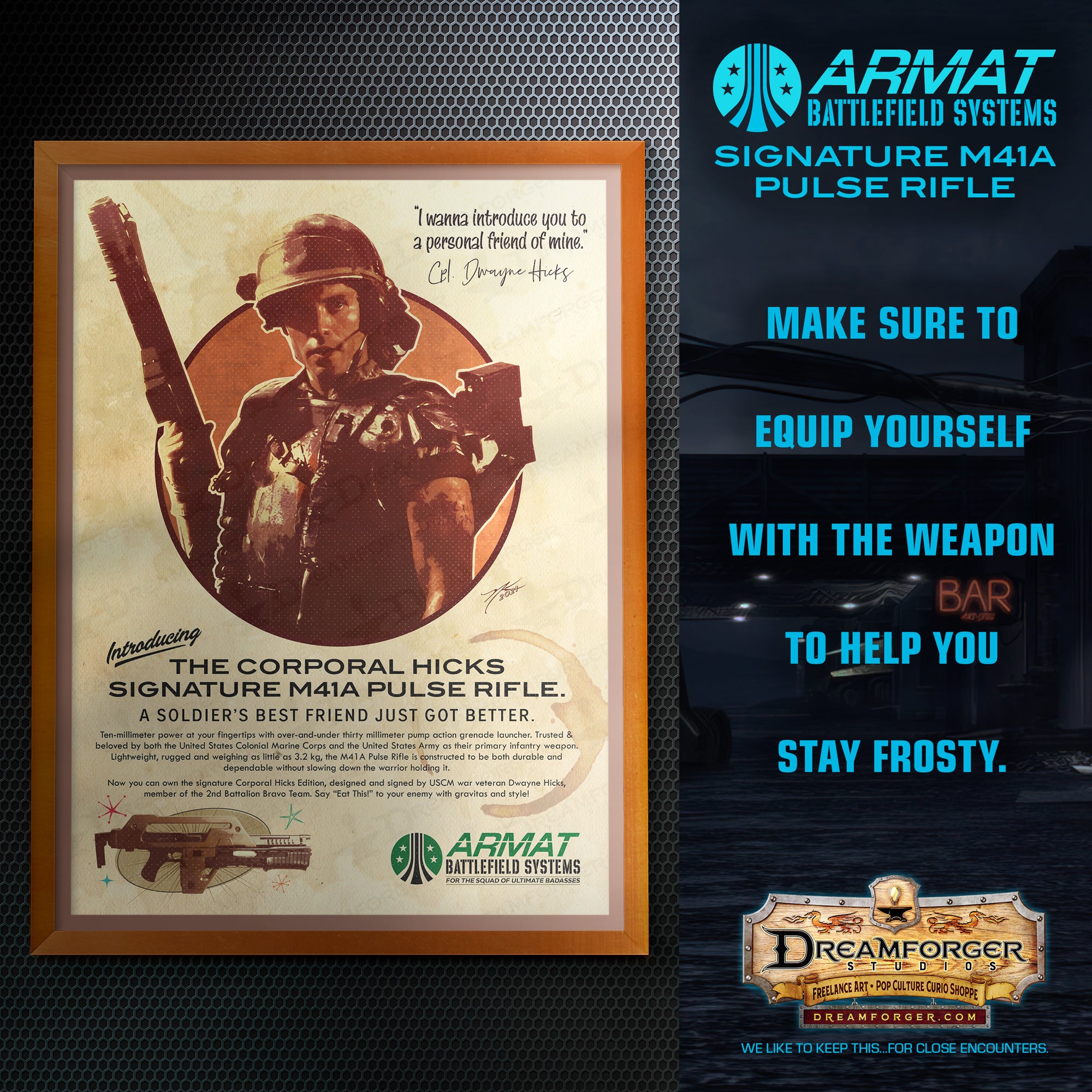 "Armat Signature M41A Pulse Rifle" Retro Ad – Dreamforger Studios
