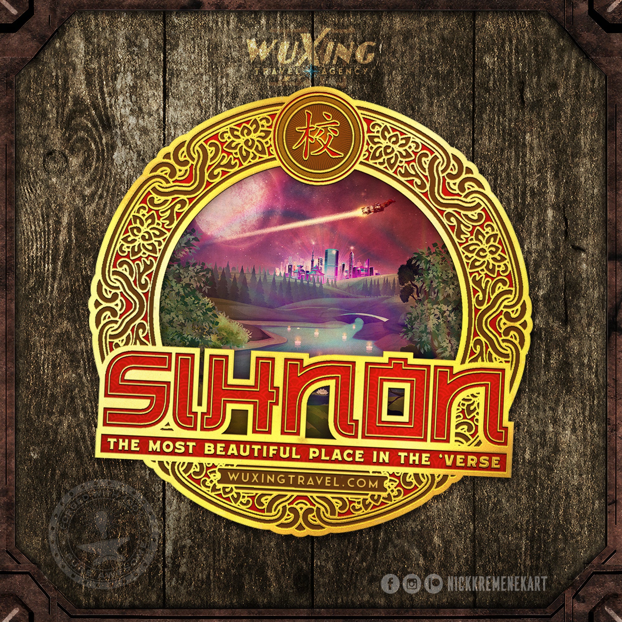 WuXing Travel Agency "Sihnon" Metallic Vinyl Sticker – Dreamforger Studios