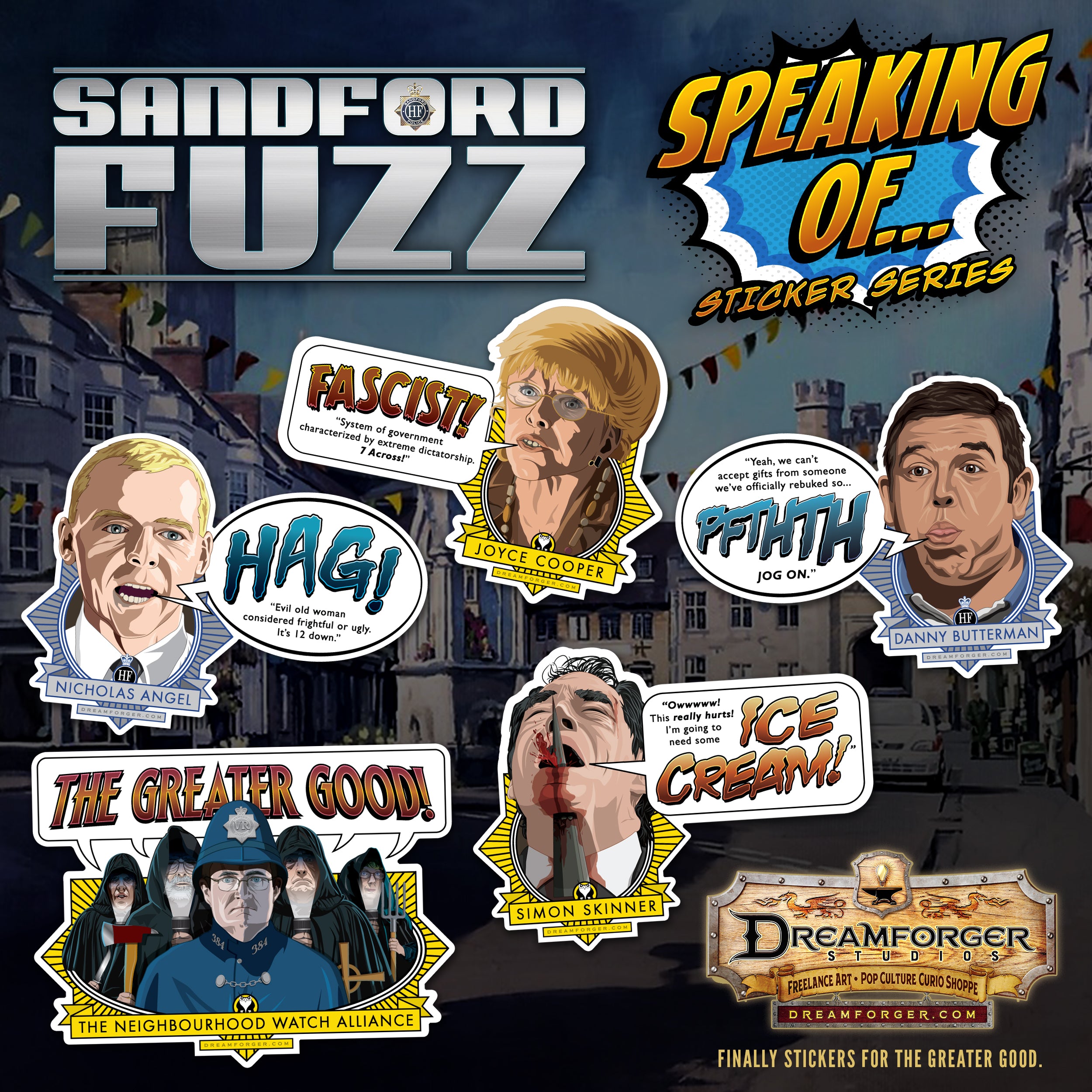 "Speaking Of..." Hot Fuzz Sticker Set (Volume 1) – Dreamforger Studios