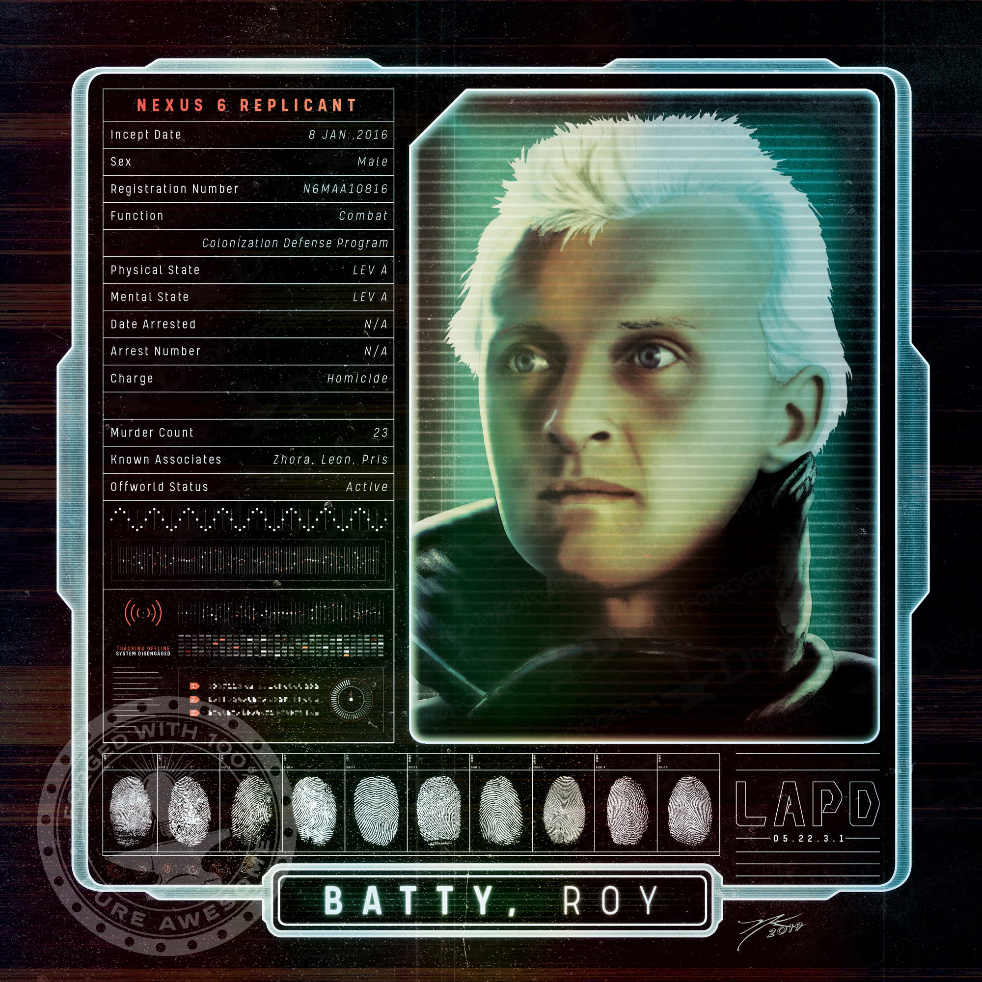 "Roy Batty" Portrait Art Mini-Print • Run of 150 (Remastered ...