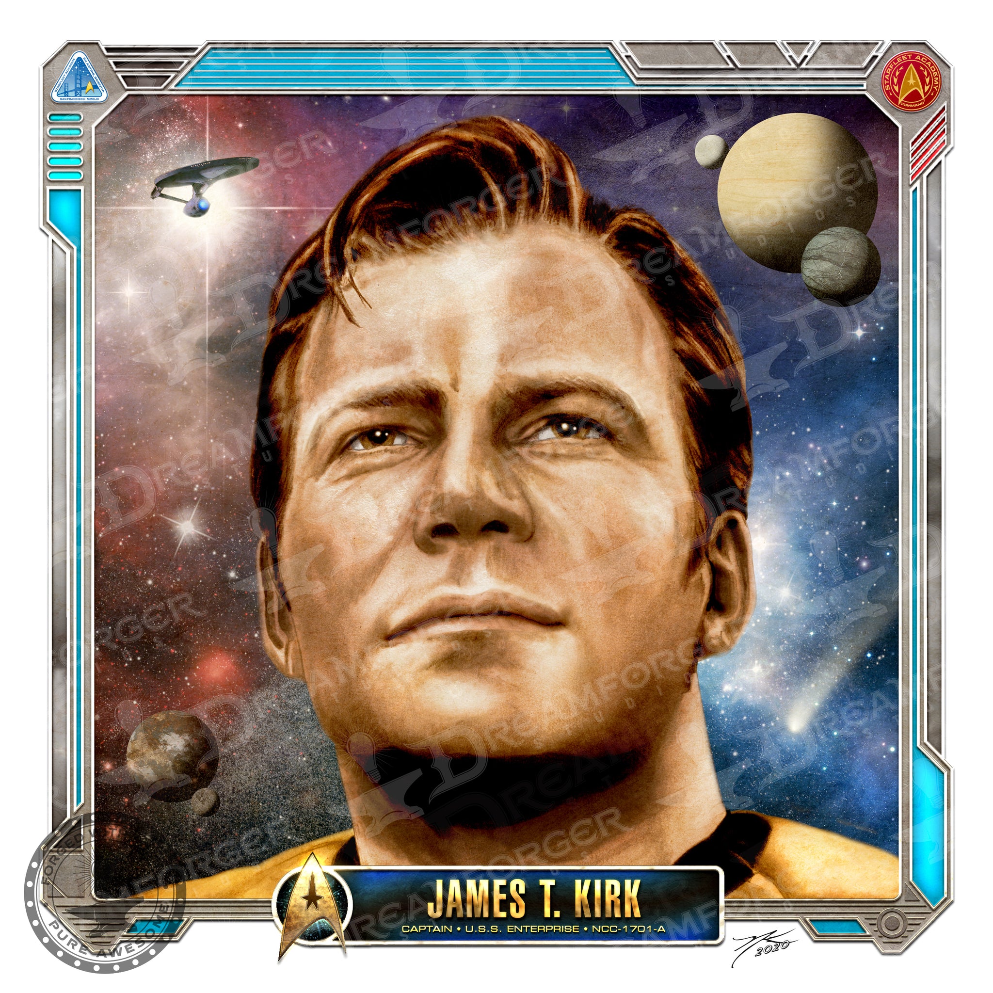"James T. Kirk • Captain of the U.S.S. Enterprise" Portrait Art Mini-P ...