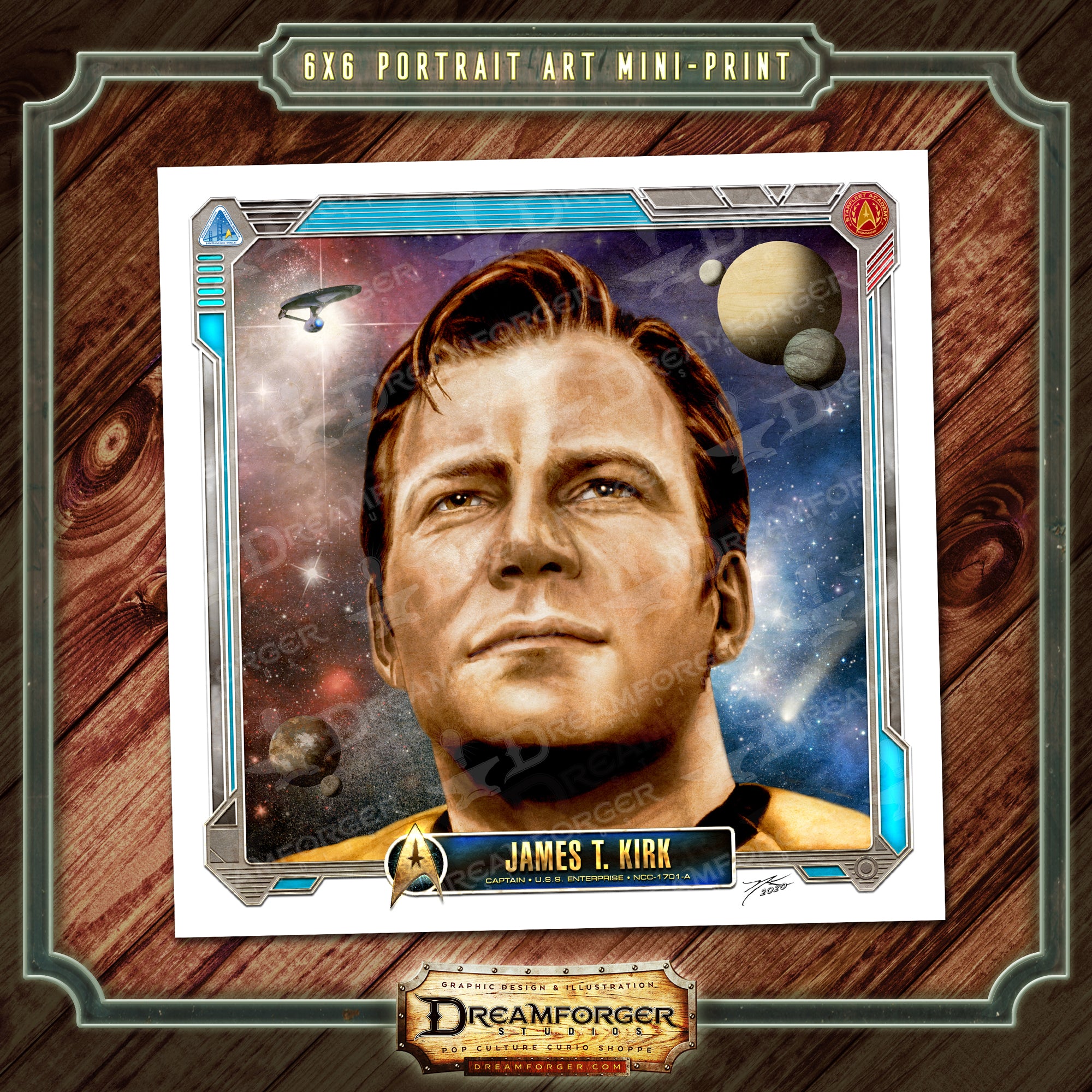 "James T. Kirk • Captain of the U.S.S. Enterprise" Portrait Art Mini-P ...